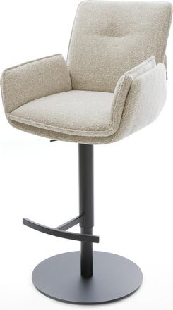 DELIFE Barstuhl Nela-Flex Webstoff Soft Beige Drehfu&szlig; h&ouml;henverstellbar Metall Schwarz, Barst&uuml;hle