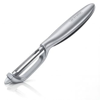 Arendo Sparsch&auml;ler Edelstahl - Kartoffelsch&auml;ler breit - zweischneidig - Pendelklinge - mit Ausstecher - Kartoffeln Gem&uuml;se Karotten - f&uuml;r Links- und Rechtsh&auml;n