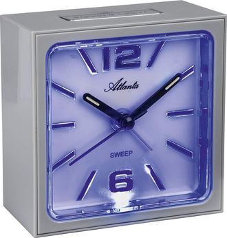 Atlanta Mocassin Quartzwecker ohne Ticken, schleichende Sekunde, Licht, Blinkalarm, Grau, Quadratisch 9x9cm - 2130/4