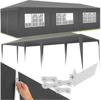 TecTake Tectake - Pavillon imperm&eacute;able 8 c&ocirc;t&eacute;s 900x300x250cm - Structure en acier rev&ecirc;tu - B&acirc;ches &eacute;tanches 95g/m&sup2; - Protection UV 30+