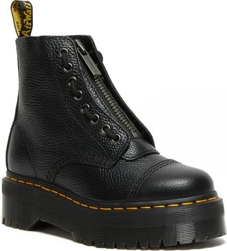 Dr. Martens Schn&uuml;rboots DR. MARTENS Sinclair Gemilltes Nappaleder Plateaustiefel, Damen, Gr. 36, schwarz, Leder, Schuhe Schn&uuml;rboots, Plateauboots, Chunky Boot mit