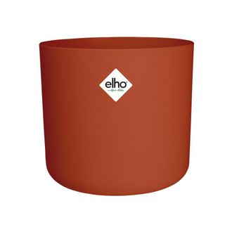 ELHO B.for Soft Rund 14 - Blumentopf f&uuml;r Innen - 100% recyceltes Plastik - &Oslash; 13.8 x H 12.5 cm - Braun/Klinkerrot