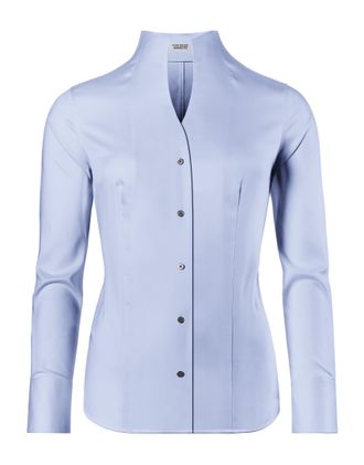 Vincenzo Boretti Bluse, modern-fit/leicht tailliert, Kelchkragen, Soft Twill - bügelleicht eisblau 40