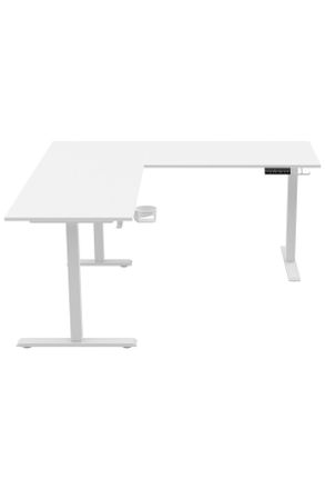 CARRYHOME Eckschreibtisch, Wei&szlig;, Metall, Kunststoff, Holzwerkstoff, rechteckig, eckig, Kufe, 160x72-117x160 cm, h&ouml;henverstellbar, Arbeitszimmer, Schreibtische, 