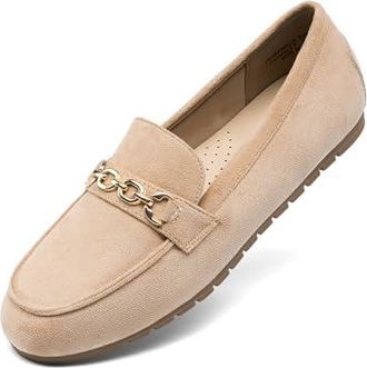 Dream Pairs Mocassins d&eacute;contract&eacute;s et confortables &agrave; enfiler pour femme, chaussures plates l&eacute;g&egrave;res pour les loisirs, le travail, la marche, camel, 35.5 EU