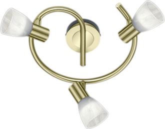 Trio leuchten plafonnier led levisto en laiton mat/verre dalb&acirc;tre blanc 871090308