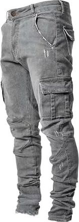 Generic Jean Slim Extensible pour Homme, Jean Skinny d&eacute;chir&eacute;, Coupe fusel&eacute;e, Effet us&eacute;, Confortable et Taille Flexible