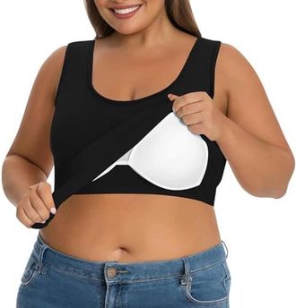 Generic D&eacute;bardeur de sport pour femme - Avec soutien-gorge int&eacute;gr&eacute; - Noir - Ventre nu - Sans manches - Crop Tops sans manches - Gilet &eacute;lastique - D&eacute;bardeur st