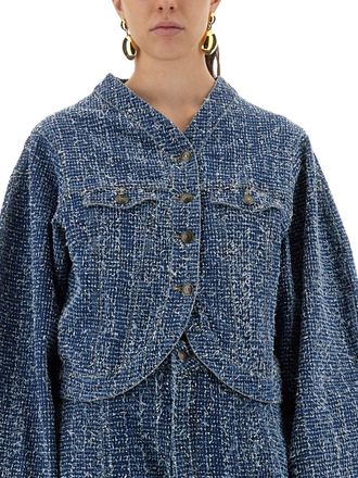 Rotate Round Sleeve Cotton Jacket - Blue