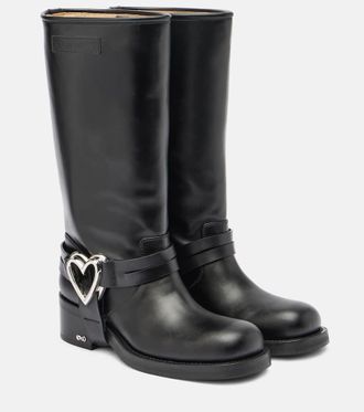 Mach & Mach Bottes Double Heart en cuir