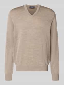 Maerz Strickpullover aus Schurwolle mit V-Ausschnitt