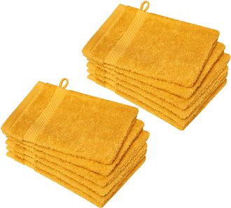 Dyckhoff Waschhandschuh Set Planet, 12 St&uuml;ck, 16 x 21 cm, 450 g/m&sup2;, 100% Baumwolle, Frottierserie, hochwertige Qualit&auml;t, Farbe: Mango