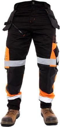 Juicy Trendz Hi Vis High Visibilit&eacute; Hommes Pantalons De Travail Pantalons S&eacute;curit&eacute; Travailleur Pantalon De Jogging Pantalon Fluorescent R&eacute;fl&eacute;chissant
