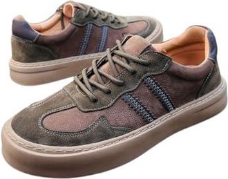 Generic Chaussures r&eacute;tro d&eacute;contract&eacute;es en cuir v&eacute;ritable doux et confortable pour homme, rouge/marron, 38 2/3 EU
