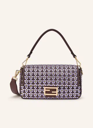 Fendi Schultertasche Baguette Medium Mit Schmucksteinen lila
