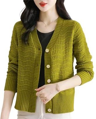 Generic Cardigan tricot&eacute; pour femme - Printemps - Tendance - Style d&eacute;contract&eacute; et &eacute;l&eacute;gant, Vert, XXL