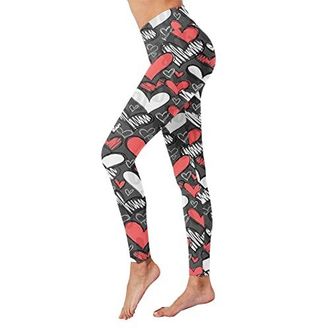 Generic Pantalon de yoga taille haute imprim&eacute; Saint-Valentin 2026 pour femme, collants de compression, course &agrave; pied, fitness, rouge past&egrave;que, L