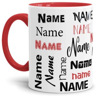 Tassendruck Tasse mit Name - Individuell/Personalisiert/Geschenk-Idee/Sch&ouml;n/Rot