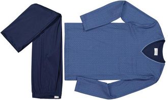 Novila Herren Pyjama blau Jersey-Baumwolle gemustert