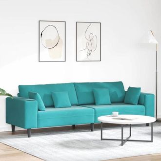 vidaXL Vidaxl - Canap&eacute; en velours avec coussin Turquoise 208 cm Velours