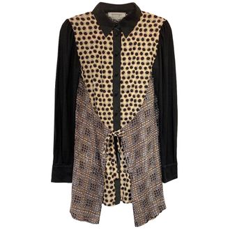 Sportmax Silk Multi-Print Shirt Dress Size S