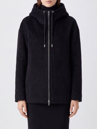 STUDIO NICHOLSON Manteau court droit en laine vierge, alpaga et mohair &agrave; capuche