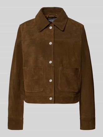 Jake*s Casual Lederjacke mit Druckkn&ouml;pfen