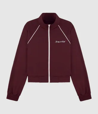 Sporty & Rich Veste Signature Logo Retro Bordeaux White