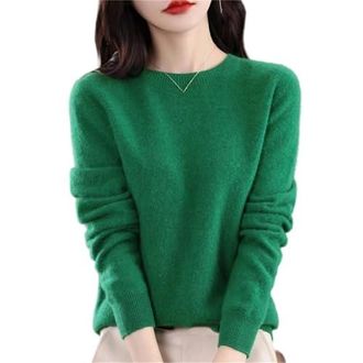 Generic Pull 100 % cachemire pour femme, pull en laine &agrave; manches longues, hauts basiques solides, pull dautomne pour femme, vert fonc&eacute;, XXL