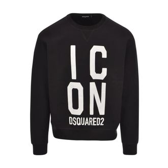 Dsquared2 Bedruckter Rundhals-Sweatshirt mit langen &Auml;rmeln - - Sweatshirts & Hoodies - Herren - Schwarzk - XS