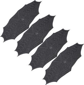 BESPORTBLE 4 ST&Uuml;CKE Halloween Tischsets Spinnennetz aus PVC Hohl Gestaltete Schwarze Spiderweb Platzmatten Hitzebest&auml;ndig rutschfest f&uuml;r Esszimmer Dekoration und