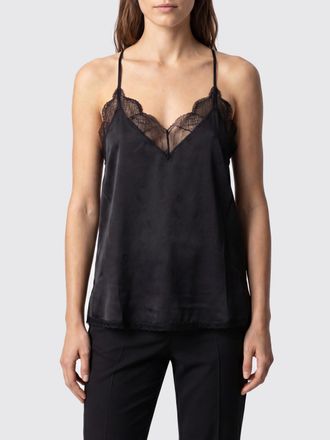 Zadig&Voltaire Top en soie avec empi&egrave;cements en dentelle et fines bretelles r&eacute;glables