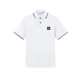 Stone Island Kurz&auml;rmeliges Polohemd - - Tops - Herren - Wei&szlig; - 3XL