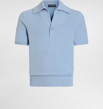 Dolce & Gabbana Smooth Knit Polo Shirt - Mann Strickwaren Azure 44