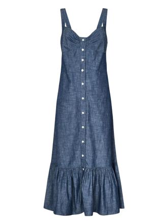 Polo Ralph Lauren robe boutonnée à volants superposés - Bleu