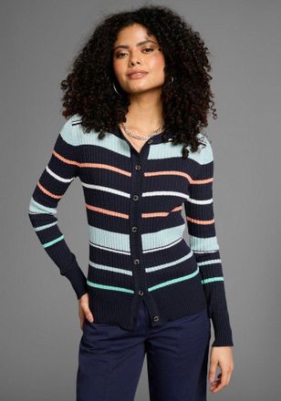Kangaroos Strickjacke mit Zopfmuster und Streifen