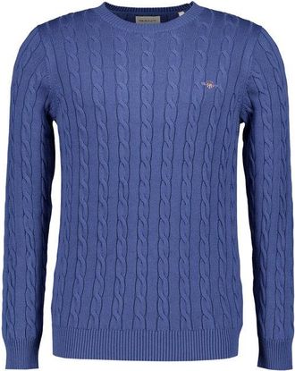 GANT Herren Pullover blau Baumwolle unifarben