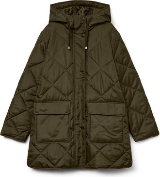 Vero Moda Damen Steppjacke &Uuml;bergangsjacke mit Kapuze VMMillie Tessa 10331504 Grape Leaf XXL