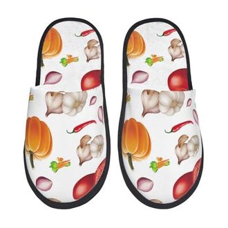 Generic Pantoufles De Voyage Oignon, Ail, Tomate, Potiron Doux Pantoufles DHiver R&eacute;utilisables Chaussons DInt&eacute;rieur Pour Homme Int&eacute;rieur Femmes L