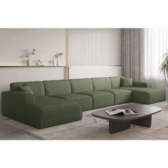 Fun M&ouml;bel Wohnlandschaft Sofa U-Form celes premium xl in Stoff Scala Forest