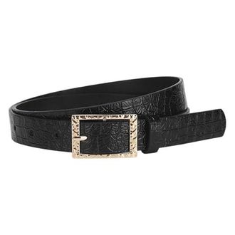 Generic Ceinture &eacute;Lastique Femme - Ceinture en cuir brillant motif d&eacute;coratif boucle carr&eacute;e &eacute;l&eacute;gante pour homme et femme