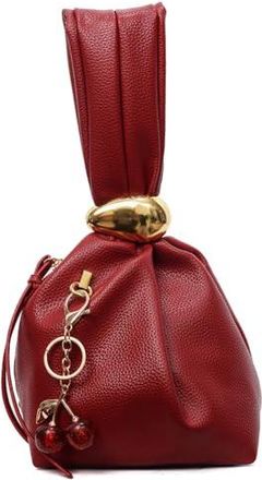 Generic Générique Bracelet en Cuir Portefeuille pour Femmes avec Pendentif Mini Seau Sac Solide Couleur Petit Sac fourre-tout Style Élégant Portefeuille Porta