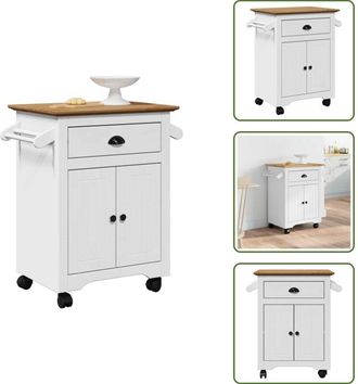 vidaXL The Living Store - vidaXL K&uuml;chenwagen bodo Wei&szlig; und Braun 72x45x80 cm