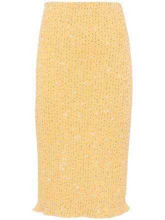 Fabiana Filippi jupe crayon à ornements de sequins - Orange