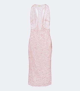 New Arrivals Robe midi Olympia en soie &agrave; sequins