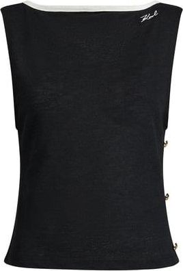 Karl Lagerfeld Top sans manches Signature &agrave; boutons