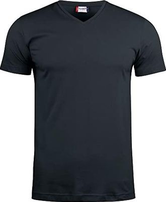 Clique T-shirt col en V demi-manches Hommes Femmes Unisexe Basic-T V-neck, en Coton Jersey, ruban pare-soleil, col &eacute;lastique, coupe slim-fit, Noir, XXL