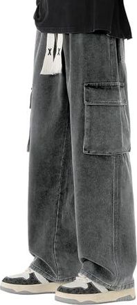 Generic Jean Homme Jeans Homme Jean Homme Regular Confortable Classique Hiver Doubl&eacute; Polaire Gris Workwear - Coupe Rel&acirc;ch&eacute;e, Robuste Et Chaud, Parfait pour Us