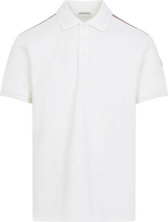 Moncler Homme, Tops, Blanc, Taille: XL Polo en coton avec &eacute;cusson logo