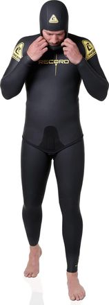 Cressi Mens Vintage Record Lim. Ed. Man 3 Pieces Wetsuit 5mm 3-teiliger Neoprenanzug (Jacke, Kapuze, Hose) aus 5 mm Neopren zum Freitauchen und Angeln, Schwa